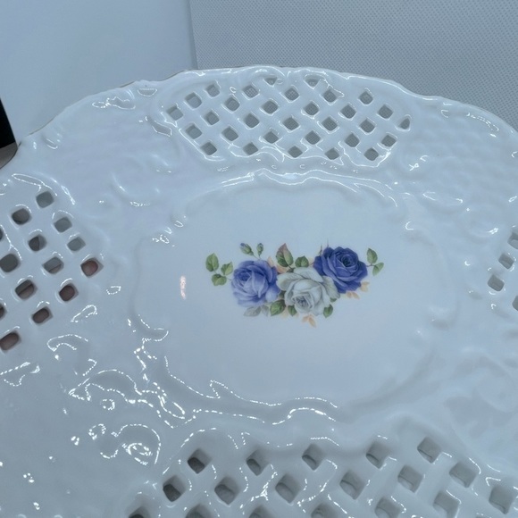 Accents | Vintage White Porcelain Blue Rose Pattern Plate | Poshmark